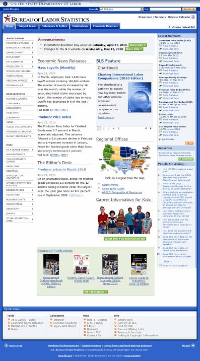 New Look for the BLS Website : U.S. Bureau of Labor Statistics